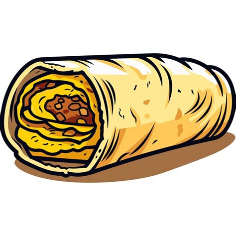 A Cartoon Illustration Of A Deliciouslooking Breakfast Burrito