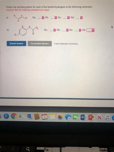 solved predict the splitting pattern for each of the labeled