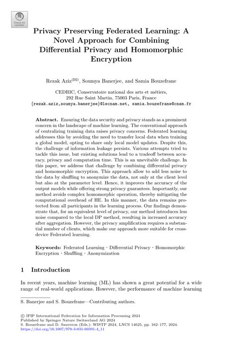 Pdf Privacy Preserving Federated Learning A Novel Approach For