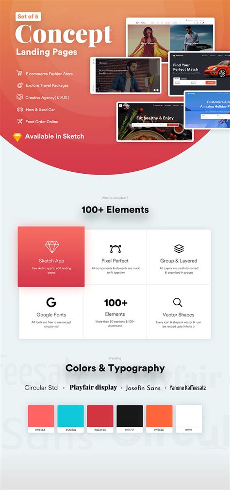Multi Categories Web Design Template For Startups Sketch Template By Imvj
