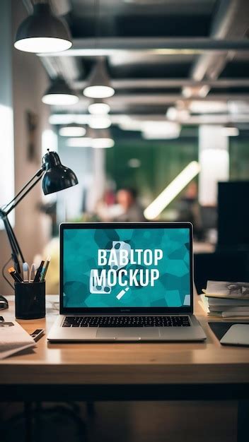 Workspace Tabletop With Laptop Mockup And Copy Space Over Blurred