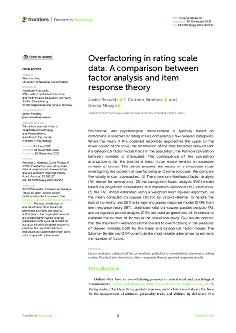 Pdf Overfactoring In Rating Scale Data A Comparison Between Factor