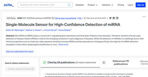 Single Molecule Sensor For High Confidence Detection Of Mirna Scite