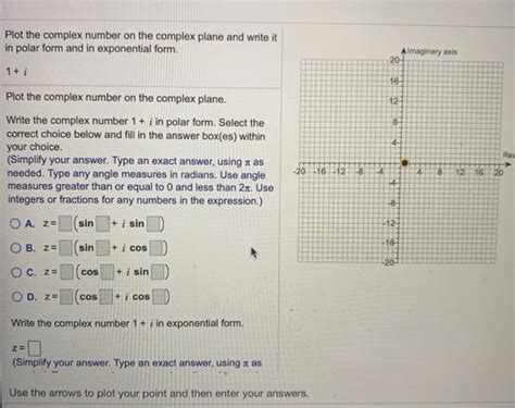 solved plot the complex number on the complex plane and