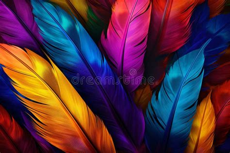 Colorful Bird Feathers Background Texture Stock Illustration