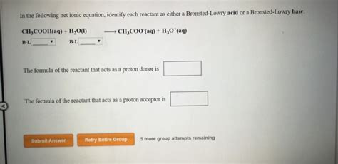 solved in the following net ionic equation identify each
