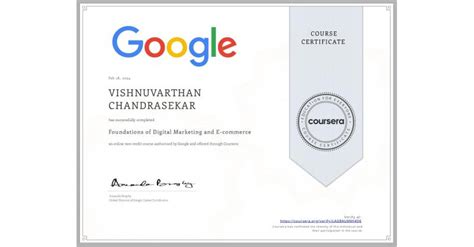Vishnu Varthan On Linkedin Completion Certificate For Foundations Of Digital Marketing And E