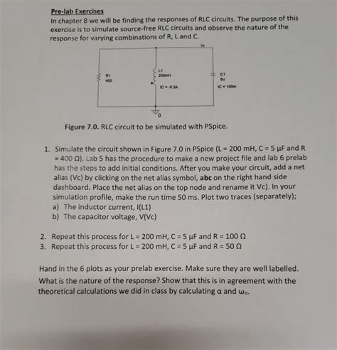 Solved Pre Lab Exercises In Chapter 8 We Will Be Finding The Chegg Com