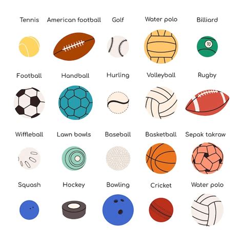 Premium Vector Sports Balls Hand Drawn Icon Set Sport Equipment For