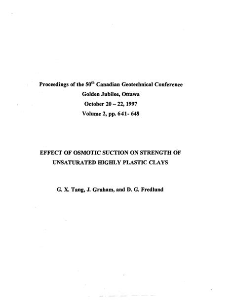 Pdf Effect Of Osmotic Suction On Strength Of Unsaturated Highly Plastic Clays