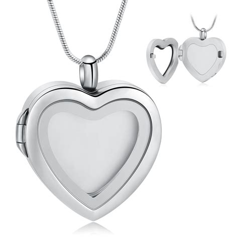 Glass Cremation Jewelry Necklace For Ashes Heart Memorial Lockets For