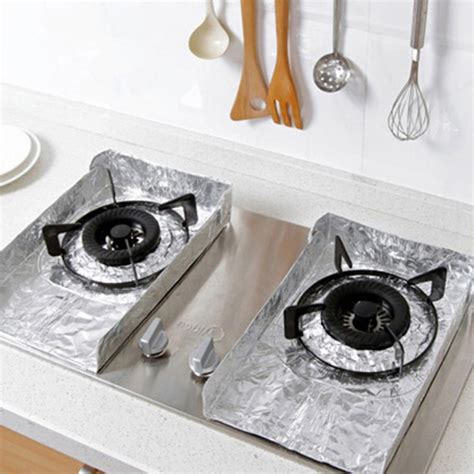 2pcs Foil Kitchen Cooking Oil Splash Guard Gas Stove Pad Reusable