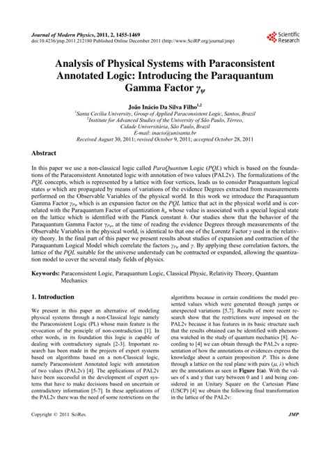 Pdf Analysis Of Physical Systems With Paraconsistent Annotated Logic Introducing The