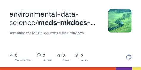 Github Environmental Data Sciencemeds Mkdocs Template Template For Meds Courses Using Mkdocs