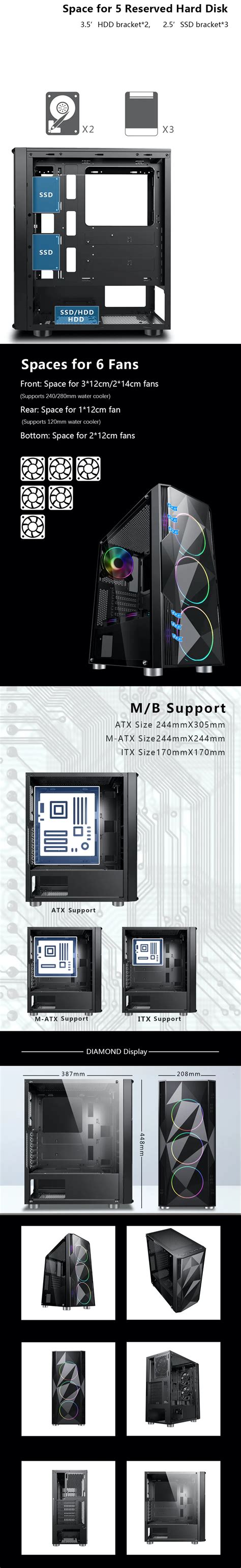 Sama 3401 Mesh Steel Computer Case Tempered Glass Gaming Computer Computer Usb 3 0 Cable