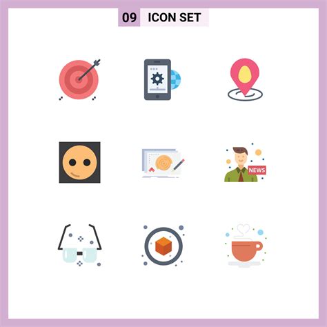 9 Universal Flat Colors Set For Web And Mobile Applications Equipment Electric Globe Devices Map