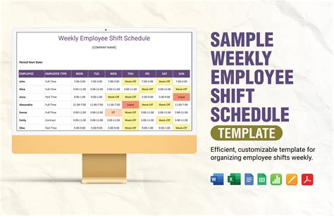 Weekly Employee Shift Schedule Template Excel Monthly Shift Schedule
