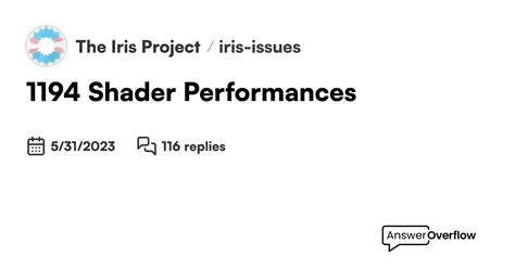 1194 Shader Performances The Iris Project