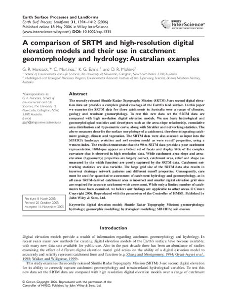 Pdf A Comparison Of Srtm And High Resolution Digital Elevation Models And Their Use In