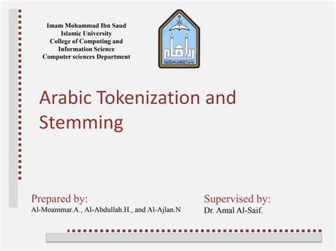 Arabic Tokenization And Stemming Ppt