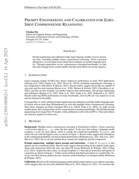 Prompt Engineering And Calibration For Zero Shot Commonsense Reasoning