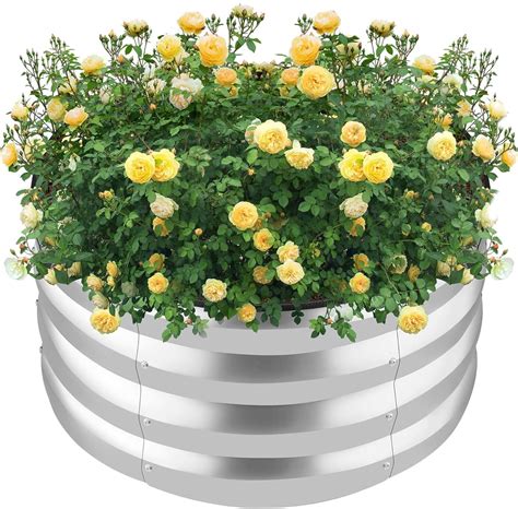 Mardili Round Raised Garden Bed Kit Sliver Galvanized Raised Planter