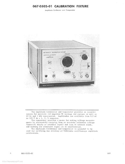 Tektronix 067 0502 01 Calibration Fixture Instruction Sch Service Manual Download Schematics