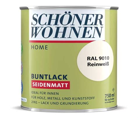 Schöner Wohnen Home Buntlack Reinweiß Ral 9010 Seidenmatt 750 Ml