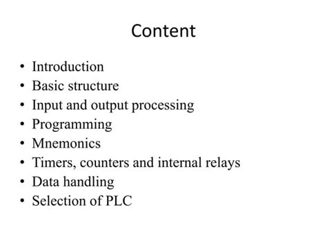 mechatronics unit 4 programmable logic controller ppt programming