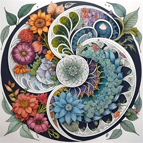 Fibonacci Sequence Circular Spiral Illustration For Adults Beautiful