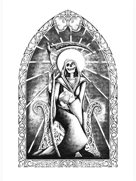 Santa Muerte Art Board Print For Sale By Mythiccomicsart Redbubble