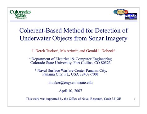 Pdf Coherent Based Method For Detection Of Underwater Objects From Sonar Imagery Art No 65530u
