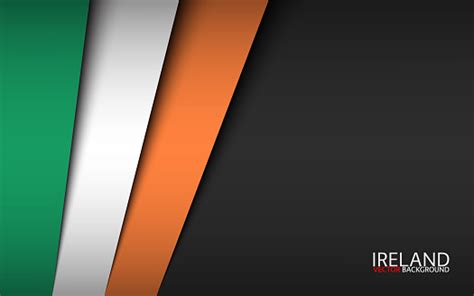 아일랜드어 색상과 텍스트에 대한 회색 여유 공간현대 벡터 배경 아일랜드 국기의 모양에 종이의 오버레이 시트 아일랜드에서 만든 0