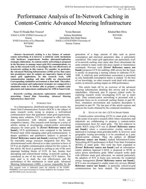 Performance Analysis Of In Network Caching In Content Centric Advanced