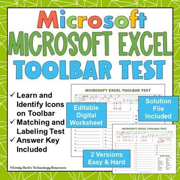 MICROSOFT EXCEL Test Over Home Ribbon Toolbar Buttons Commands DIGITAL