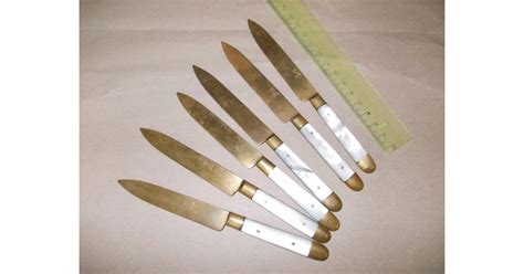 Set 6 Cutite Mici Vintage Alama Cu Maner Sidef Arhiva Okaziiro