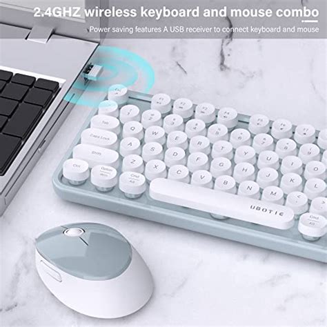 Ubotie Colorful Computer Wireless Keyboard Mouse Combos Typewriter