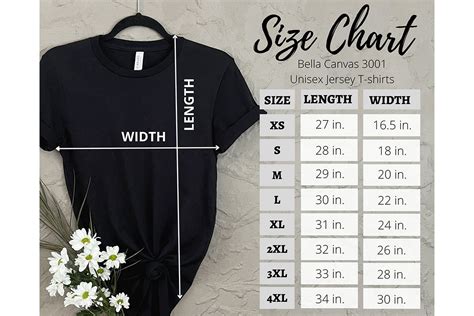 Bella Canvas 3001 Size Chart Graphic By Easydesignforyou · Creative Fabrica