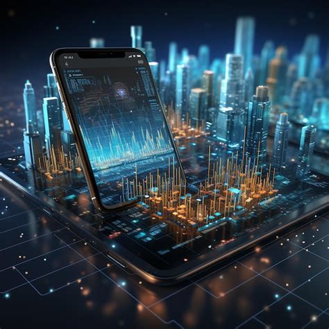 Premium Ai Image Application Of Smartphone With Business Graph And Analytics Data On Isometric