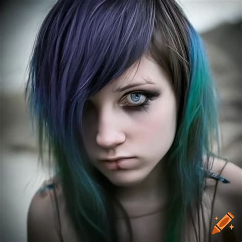 Shy Emo Girl With Black Hair