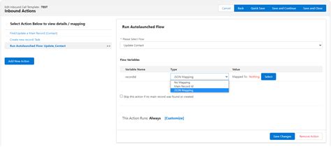 Step 3 Inbound Template Actions