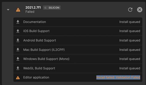 Installed Failed Validation Failed What Is The Issue Unity Engine Unity Discussions