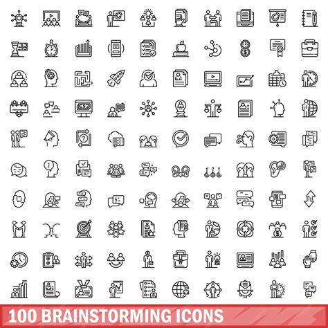Premium Vector 100 Brainstorming Icons Set Outline Illustration Of 100 Brainstorming Icons