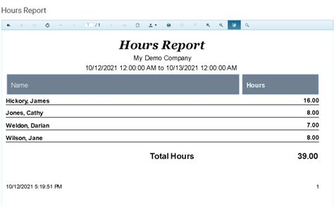 Hours Report