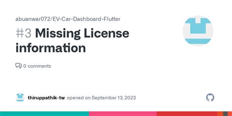 Missing License Information · Issue 3 · Abuanwar072ev Car Dashboard Flutter · Github