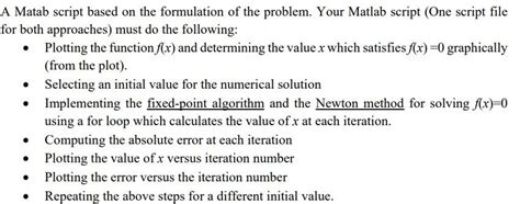 Solved A Matab Script Based On The Formulation Of The