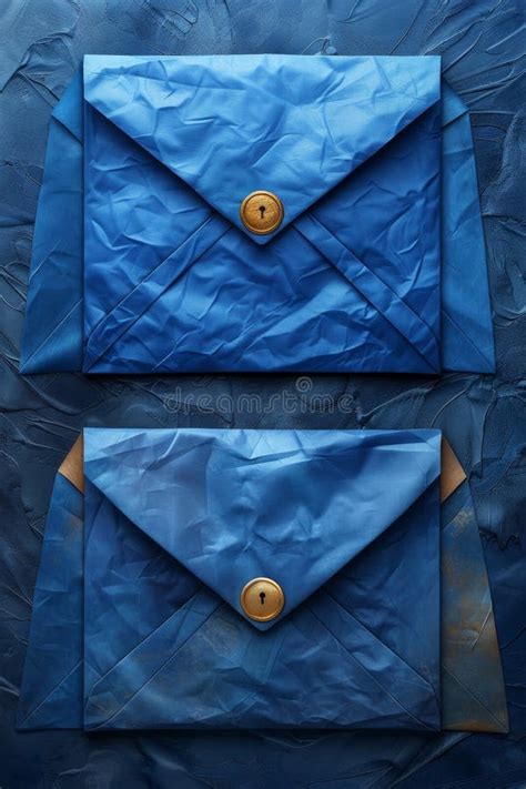 Set Of Realistic Blue Envelope Layouts On A Blue Background Stock Image Image Of Template