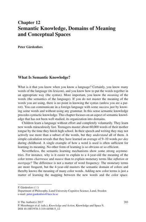 Pdf Semantic Knowledge Domains Of Meaning And Conceptual Spaces