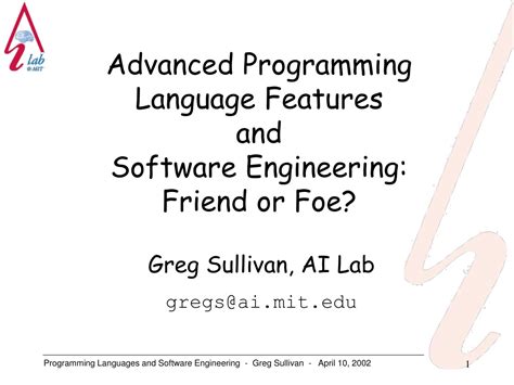 Ppt Advanced Programming Language Features And Software Engineering Friend Or Foe Powerpoint