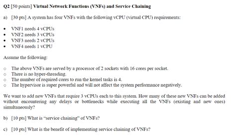 Solved Q2 50 Points Virtual Network Functions Vnfs And